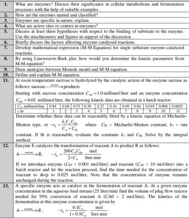 1. 12|c| What are enzymes? Discuss their significance in cellular ...