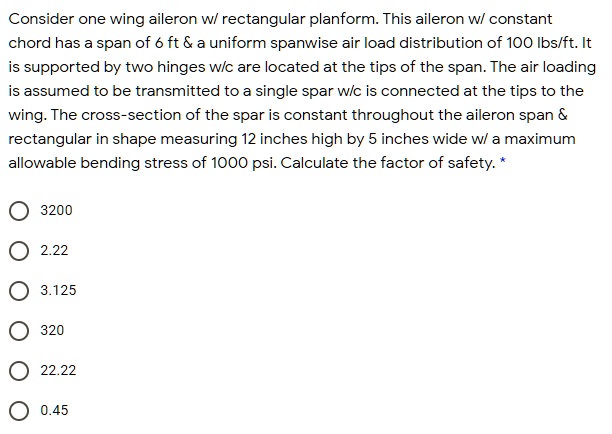 Consider one wing aileron w/ rectangular planform. This aileron w ...