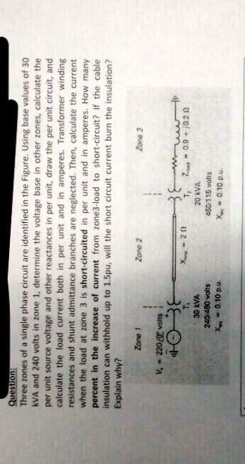 SOLVED: Three zones of a single-phase circuit are identified in the Figure. Using base values of ...