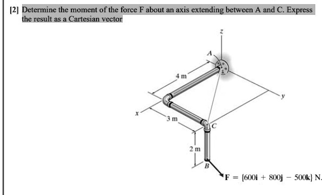 VIDEO solution: Determine the moment of the force F about an axis extending between A and C ...