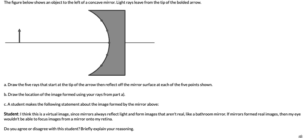 SOLVED: The figure below shows a object to the left of concave mirror ...