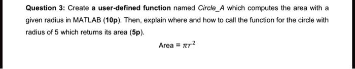 VIDEO solution: MATLAB Question 3: Create a user-defined function named ...
