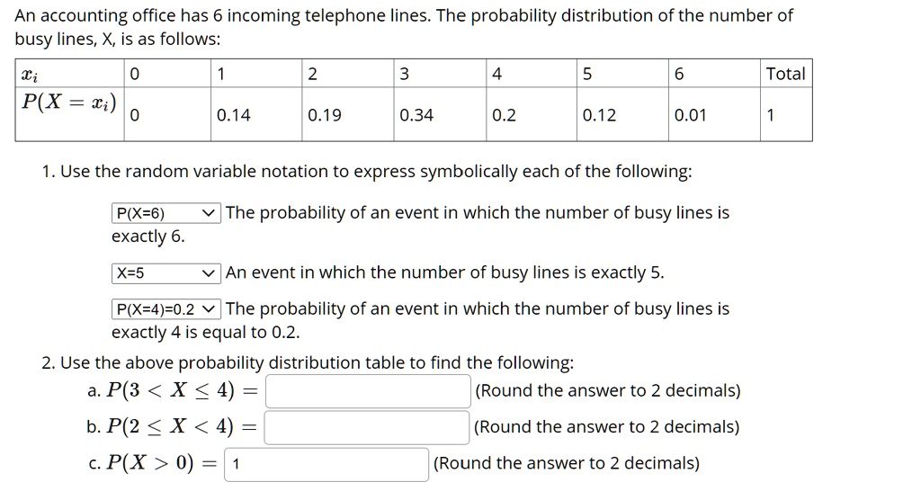 an accounting office has 6 incoming telephone lines the probability ...