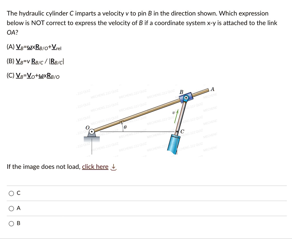 SOLVED: Texts: The hydraulic cylinder C imparts a velocity v to pin B ...