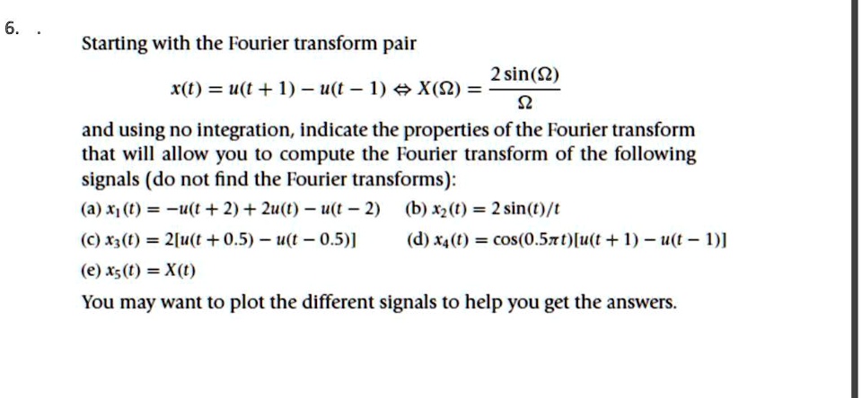 SOLVED: Texts: Fourier Transformation 6. Starting with the Fourier ...