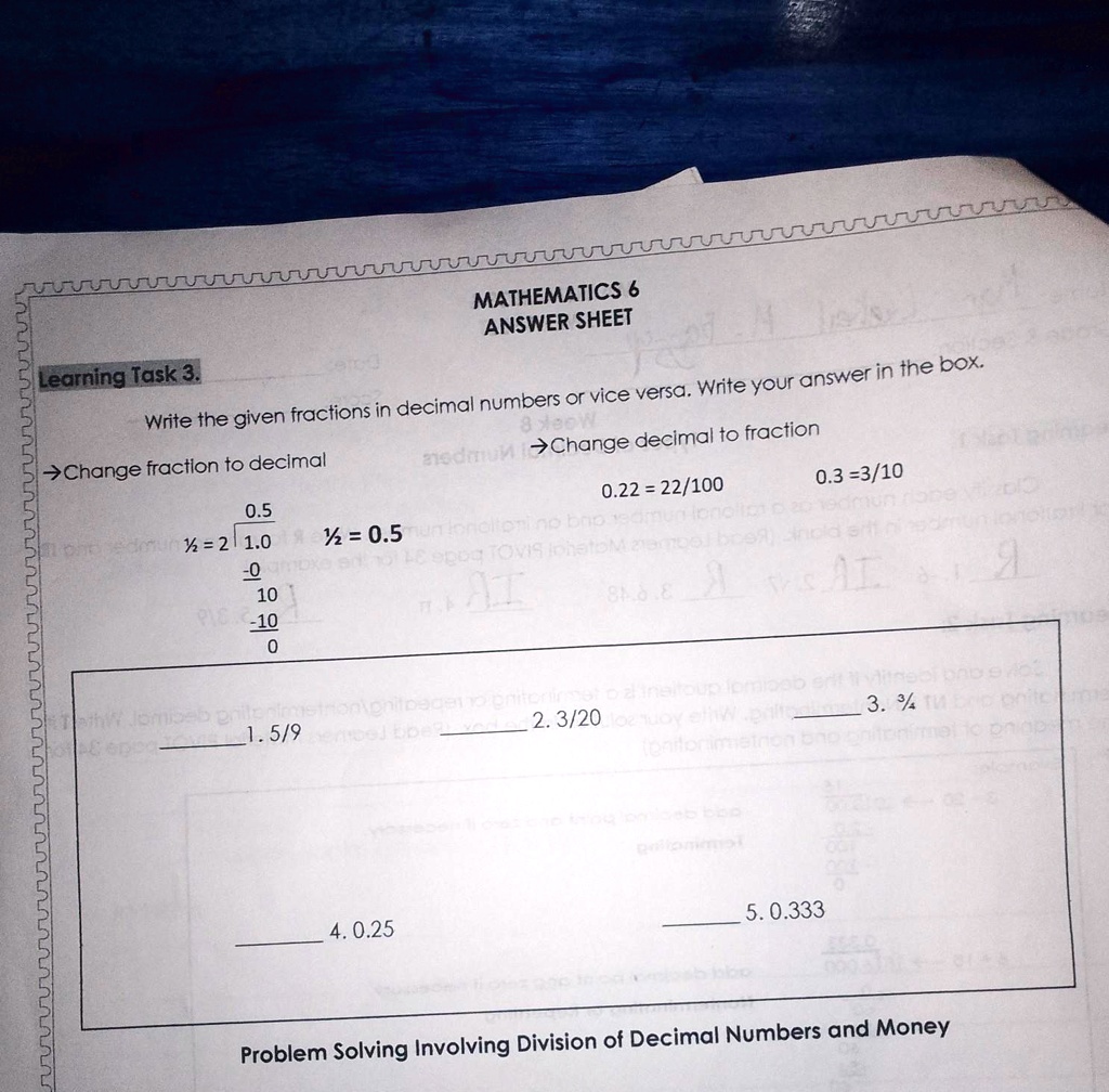 SOLVED: 'paki sagot po nung nasa picture JULUVIVJUVULL MATHEMATICS 6 ANSWER SHEET Learning Task ...