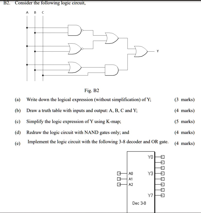 B2 Consider The Following Logic Circuit A B C Fig B2 A Write Down The Logical Expression