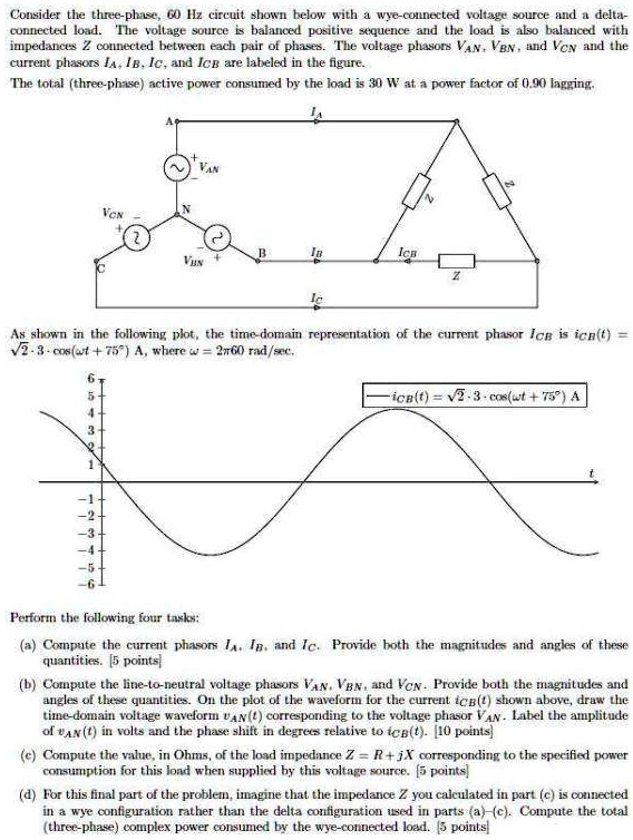 SOLVED: Consider the three-phase, 60 Hz circuit shown below with a wye-connected voltage source ...
