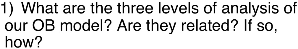 organizational behaviour 1 what are the three levels of analysis of our ...