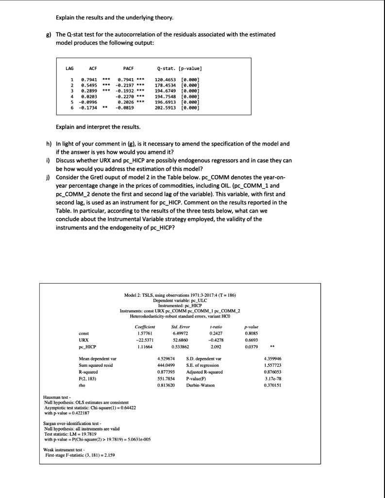SOLVED: Explain the results and the underlying theory: The Q-stat test ...