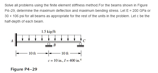 Solve all problems using the finite element stiffness method. For the beams shown in Figure P4 ...