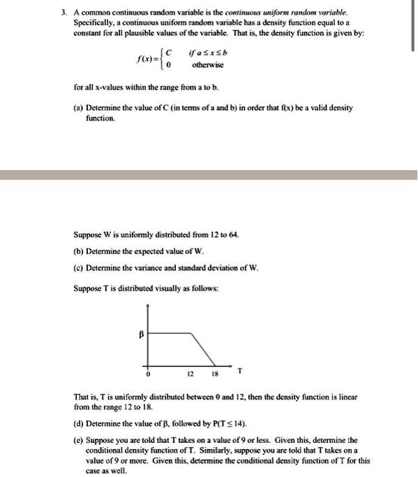 Solved 3 A Common Continuous Random Variable Is The Continuous Uniform Random Variable 3533