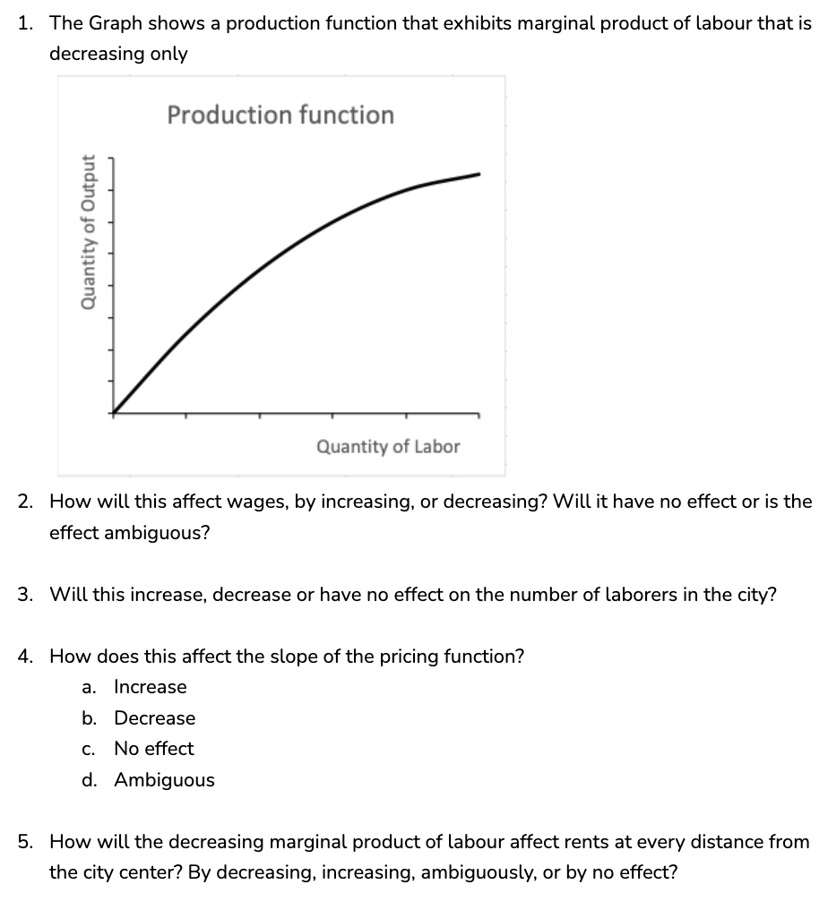SOLVED: 1. The Graph shows a production function that exhibits marginal ...