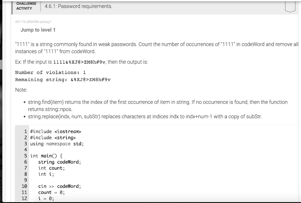 please solve in c challenge activity 461passwordreguirements 4311762850496qx3zqy7 jump to level ...