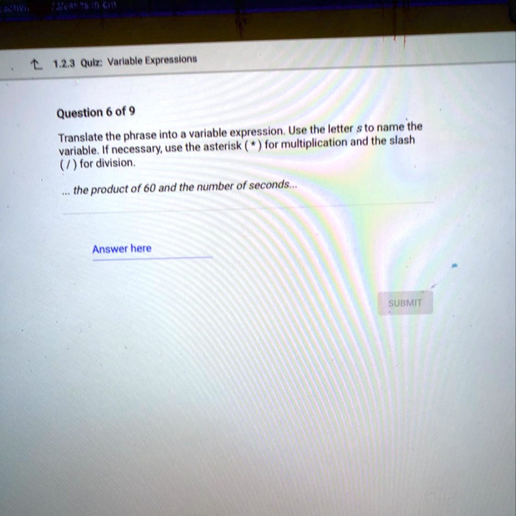 SOLVED: Translate the phrase into a variable expression. Use the letter s to name the variable ...
