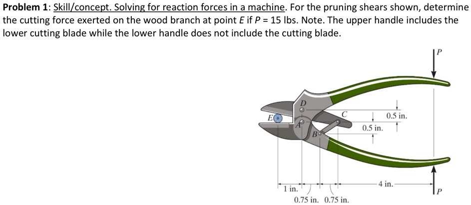 problem 1 skillconcept solving for reaction forces in a machine for the ...