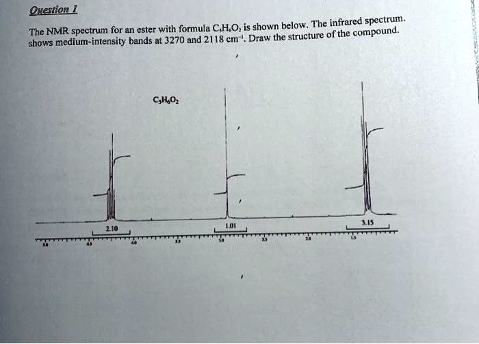 Question 1 The NMR spectrum for an ester with formula C5H6O2...