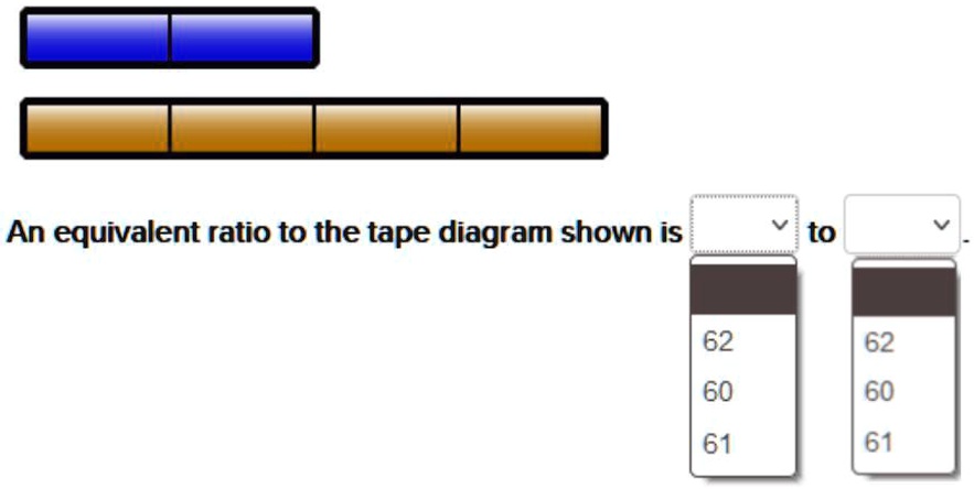 An equivalent ratio to the tape diagram shown is...