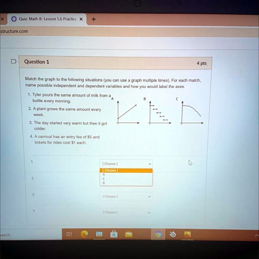 match the graph to the following situations you can use a graph ...