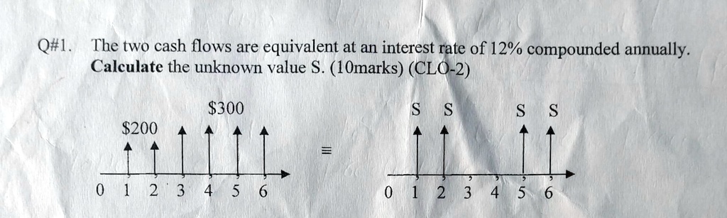 SOLVED: The two cash flows are equivalent at an interest rate of 12% ...
