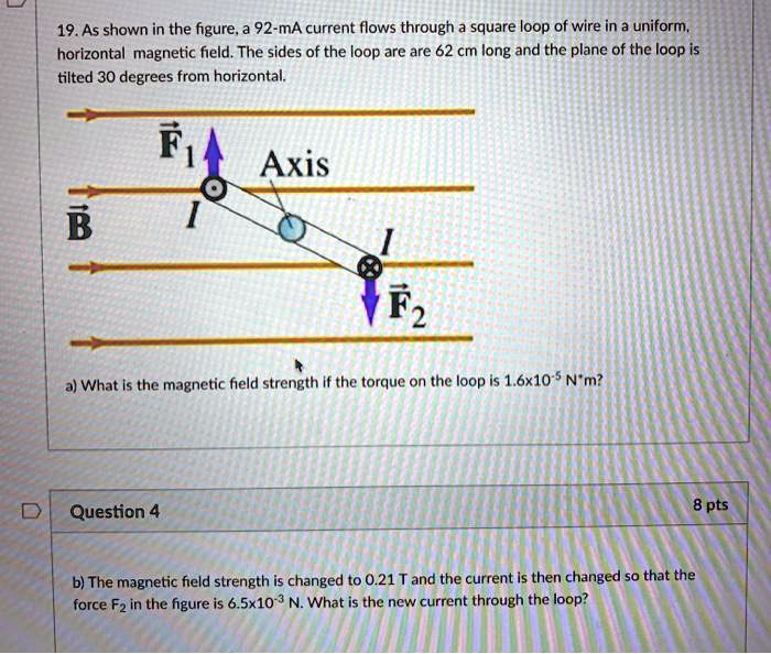 SOLVED: 19.As shown in the figure; 92-mA current flows through square loop of wire in a uniform ...