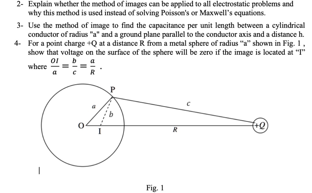 SOLVED: 2- Explain whether the method of images can be applied to all electrostatic problems and ...