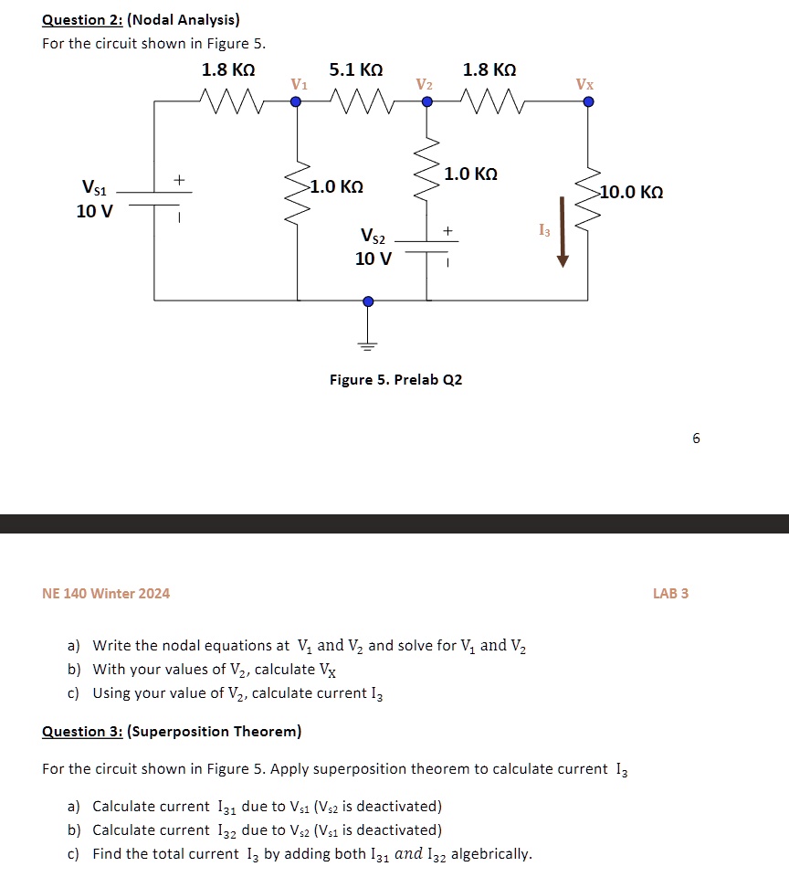 Question 2: (Nodal Analysis) For the circuit shown in Figure 5. 1.8 ?? 5.1 ?? 1.8 ?? V1 V2 Vx ...