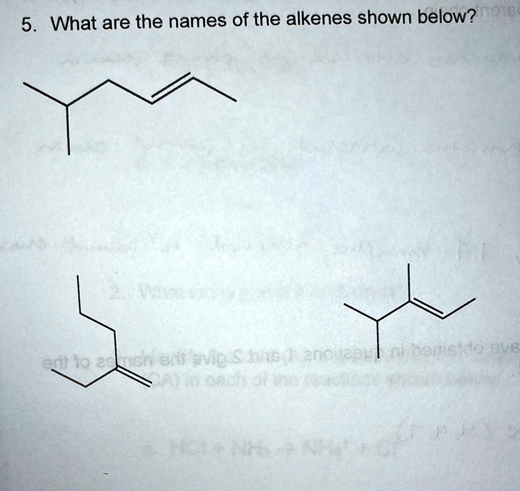 what are the names of the alkenes shown below 5 what are the names of ...