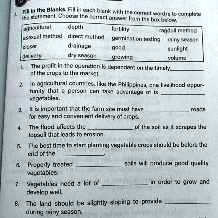 SOLVED A Fill In The Blanks Fill In Each Blank With The Correct Word