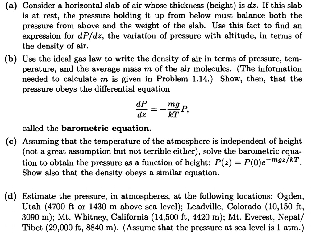 SOLVED: (a) Consider a horizontal slab of air whose thickness (height ...