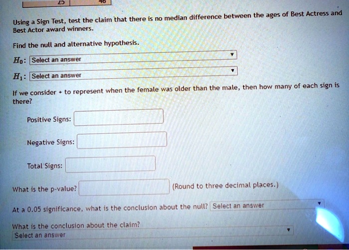 SOLVED: test the claim that there is no median difference between the ...