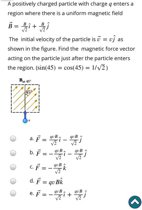 SOLVED: A positively charged particle with charge q enters a region where there is a uniform ...