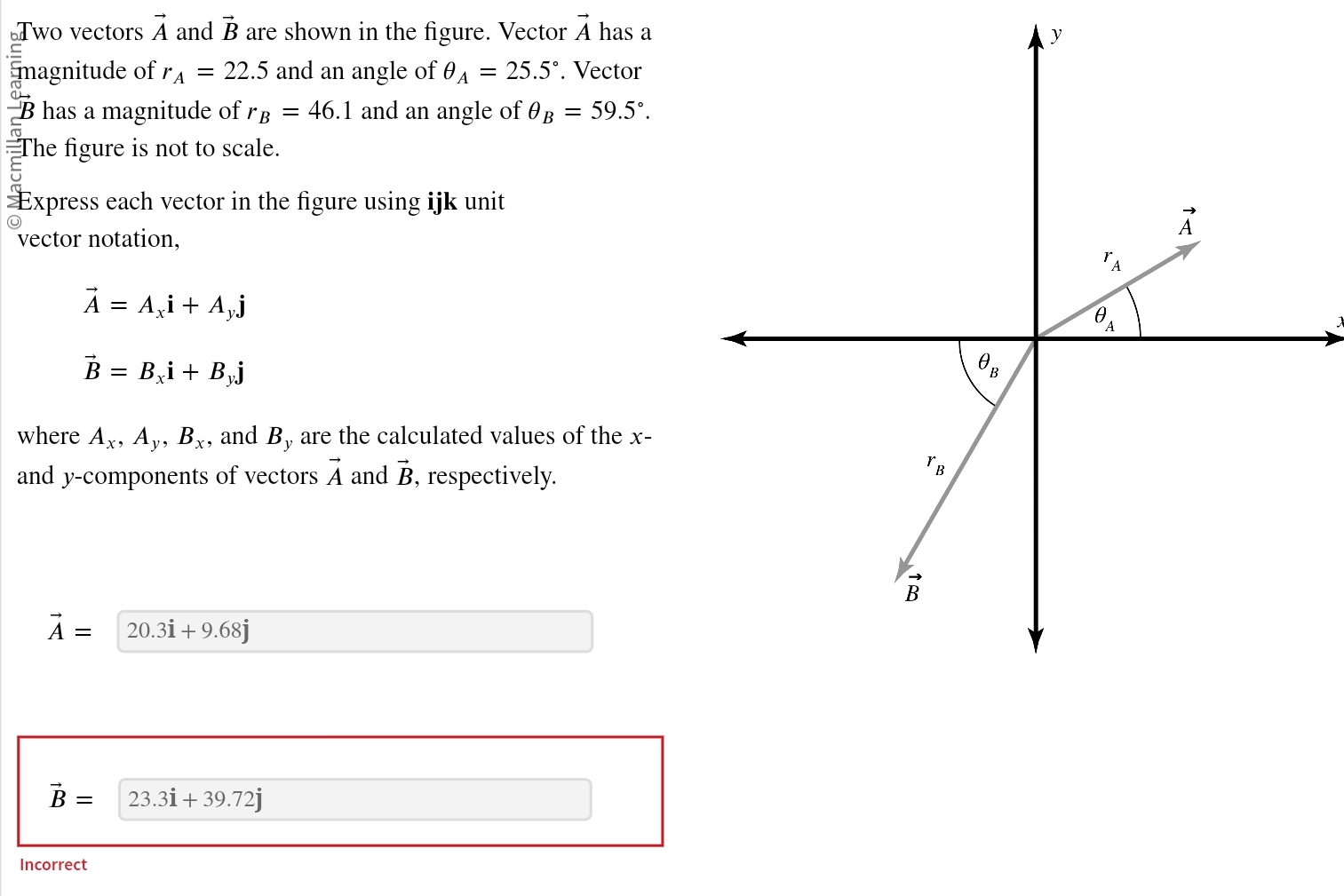 [GET ANSWER] Two vectors A⃗ and B⃗ are shown in the figure. Vector A⃗ ...
