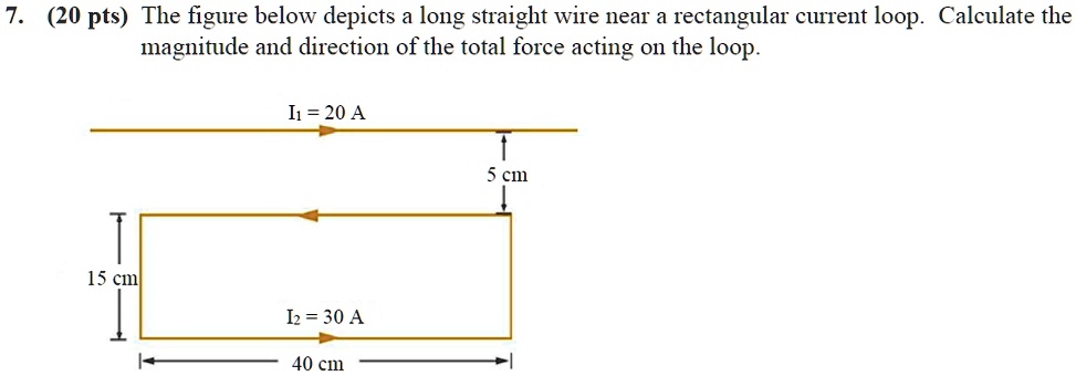 20 pts the figure below depicts a long straight wire near a rectangular current loop calculate ...