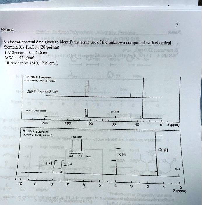 SOLVED: Use the spectral data given to identify the structure of the unknown compound with ...