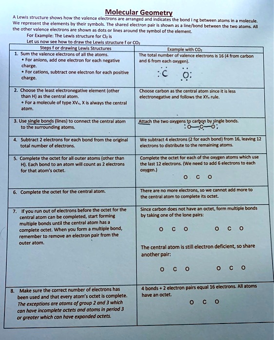 SOLVED:Molecular Geometry Lewis structure shows how the valence ...