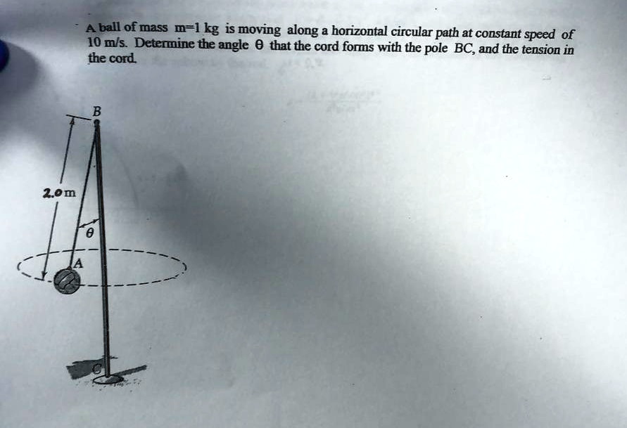 SOLVED: A ball of mass m-1 kg is moving along a horizontal circular ...