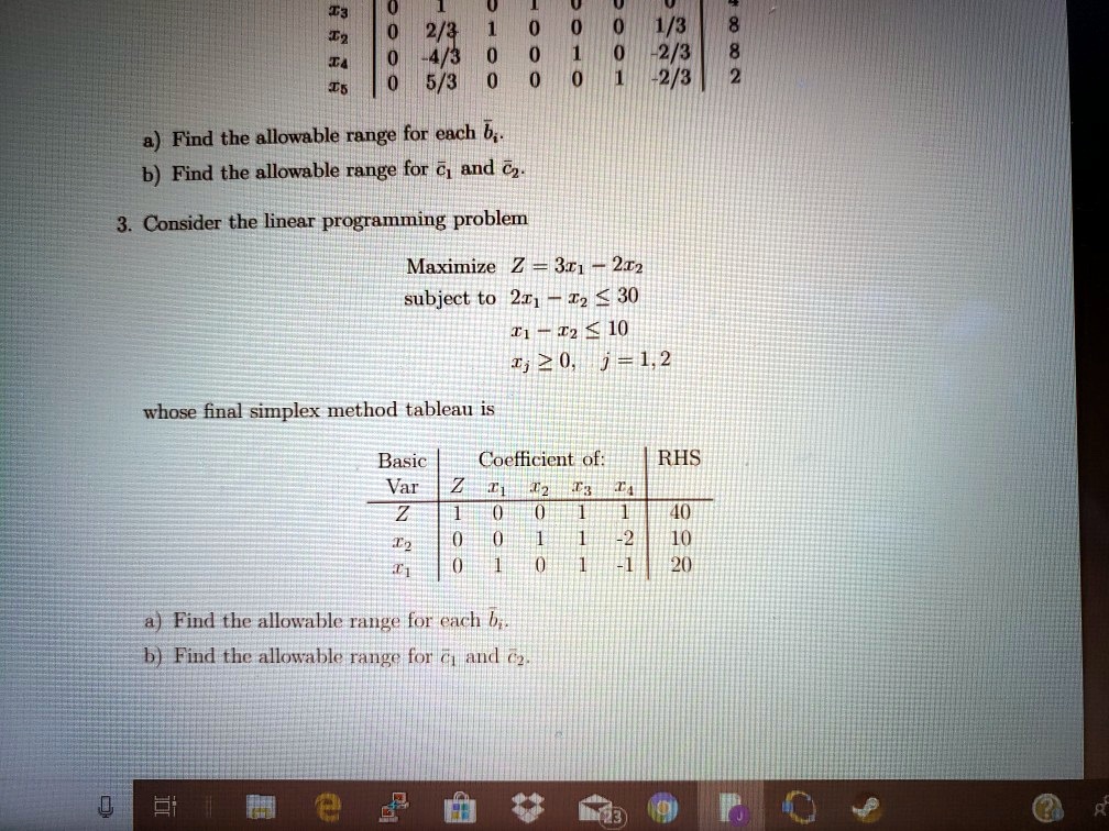 SOLVED:EI 0 Tz % " 0 0 6 ;5 T4 91 0 5/3 -2/3 Find the allowable range ...