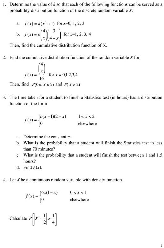 Determine the value of k so that each of the following functions can be served as a probability ...