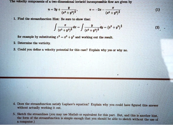 The velocity components of a two-dimensional inviscid incompressible ...