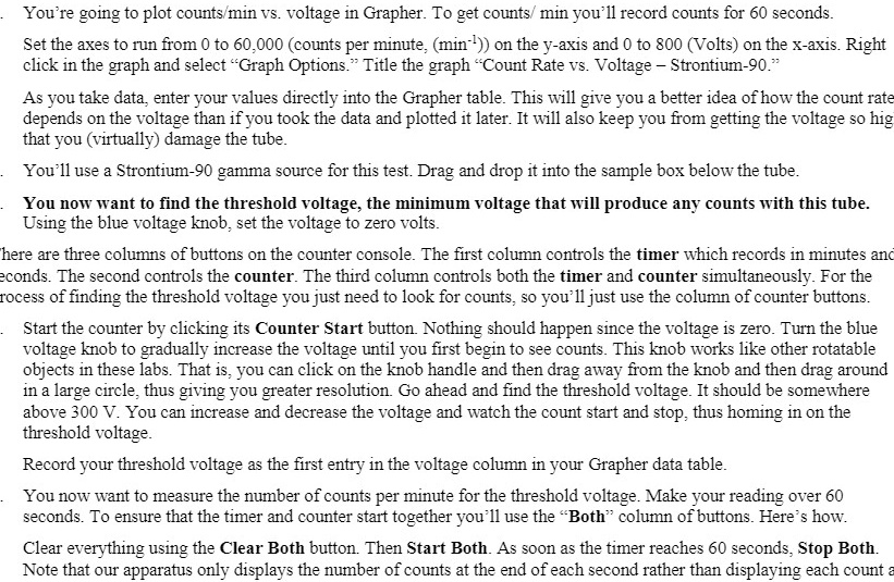 you re going to plot counts min vs voltage in grapher to get counts min ...
