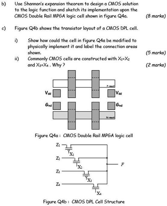 b use shannons expansion theorem to design a cmos solution to the logic function and sketch its ...
