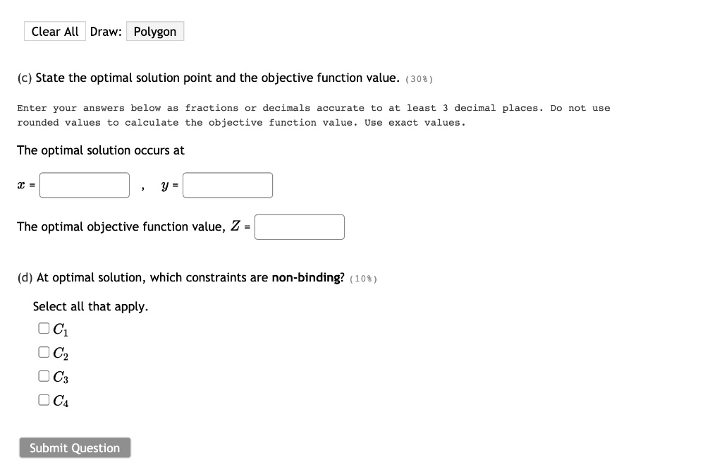 clear all draw polygon c state the optimal solution point and the objective function value 308 ...
