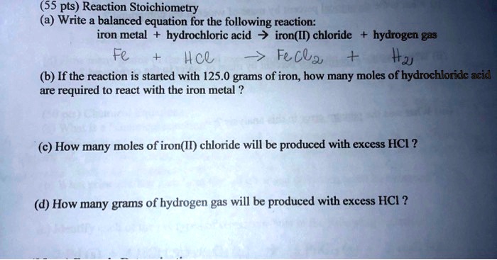 SOLVED:(55 pts) Reaction Stoichiometry Write balanccd equation for the ...