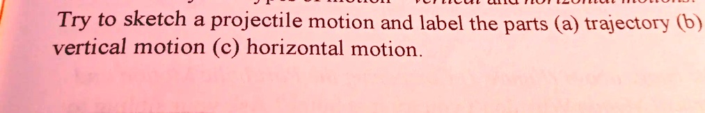 SOLVED: Try to sketch a projectile motion and label the parts (a ...