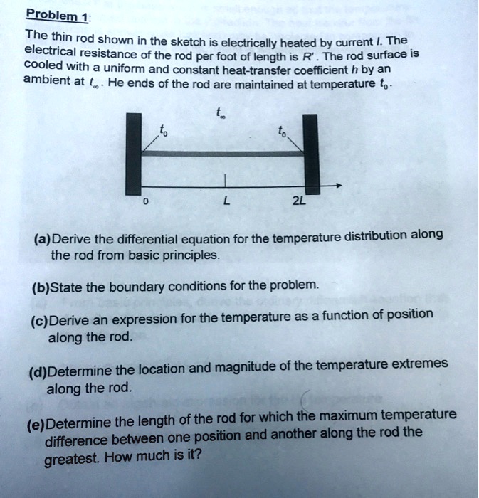 SOLVED: Problem 1 The thin rod shown in the sketch is electrically ...