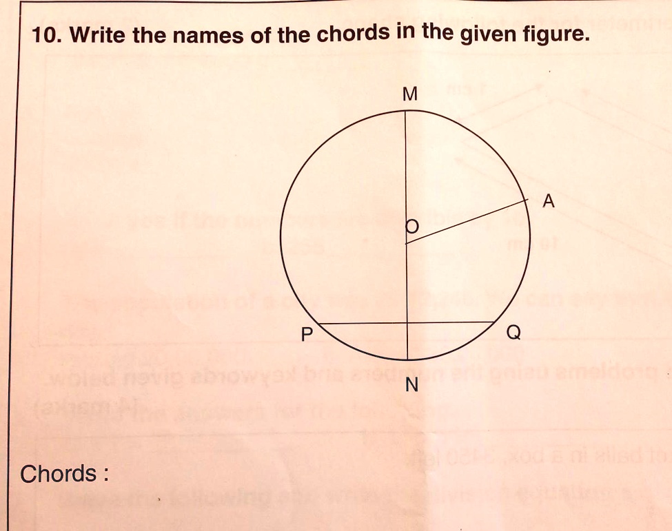 10. Write the names of the chords in the given figure. Chords: