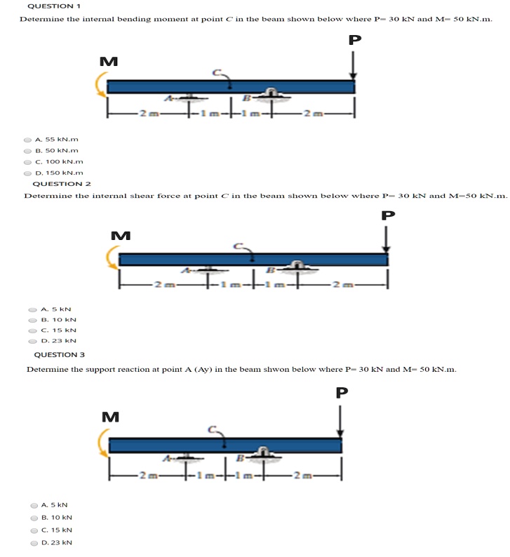 SOLVED: QUESTION 1 Determine the internal bending moment at point C in ...