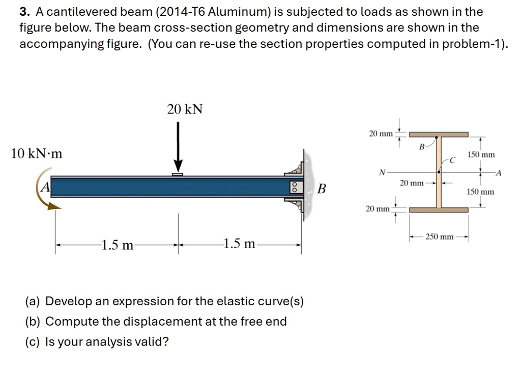 3 a cantilevered beam 2014 t6 aluminum is subjected to loads as shown ...