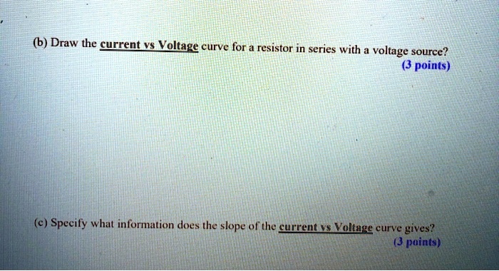 SOLVED: (6) Draw the current vs. voltage curve for a resistor in series with a voltage source ...